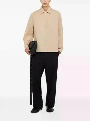 JIL SANDER Cotton Poplin Logo Print Jacket - Neutrals