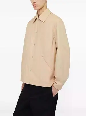 JIL SANDER Cotton Poplin Logo Print Jacket - Neutrals