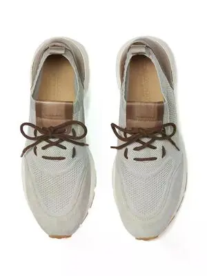 SCAROSSO Robbie Panelled Suede Knit Sneakers - Grey