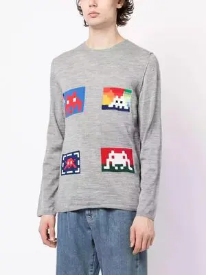 Comme Des Garçons Fine-knit Jumper With Graphic Print