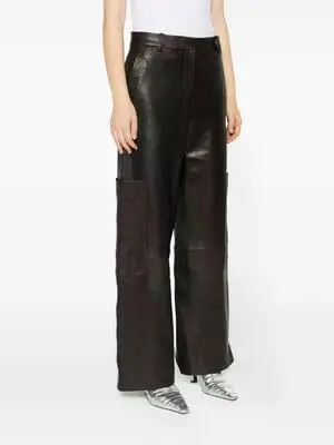 Khaite Chocolate Lambskin Trousers