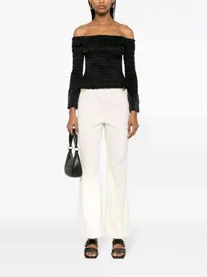 PATOU Flared Cotton Twill Trousers With Metallic Detailing