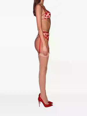 FLEUR DU MAL Polka-dot Garter - Red