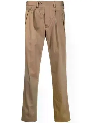 LARDINI Pleated Straight-leg Trousers - Brown