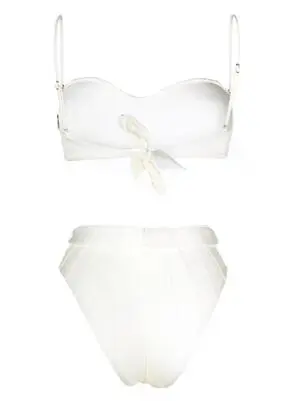 NOIRE SWIMWEAR High-waisted Belted Bikini - Neutrals