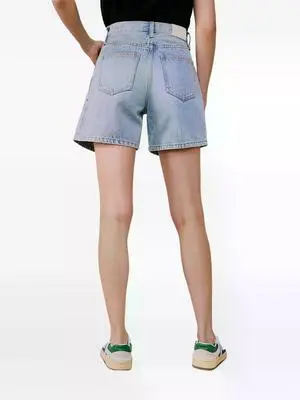 HEY JOANIE High-waisted Pleated Denim Shorts