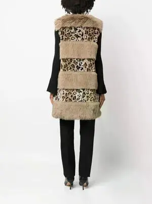 TWINSET Animal Print Faux Fur Gilet - Neutrals