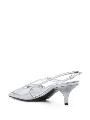 Miu Miu Tone Calf Leather Slingback Pumps - Silver