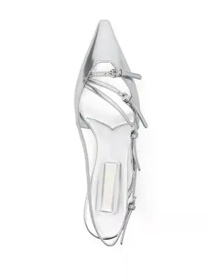 Miu Miu Tone Calf Leather Slingback Pumps - Silver