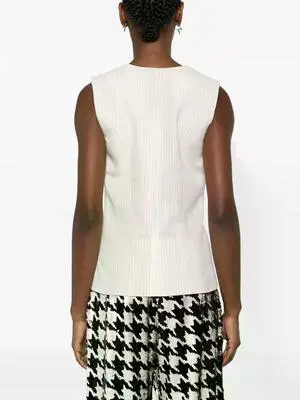 MITILIANE COUTURE Sleeveless V-neck Vest With Vertical Stripes