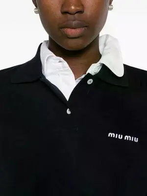 Miu Miu Cotton Piqué Polo Shirt With Embroidered Logo