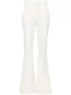 GENNY Cream Gabardine Tailored Flared Trousers - White