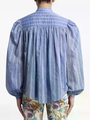 Etro Striped Voile Shirt With Puff Sleeves