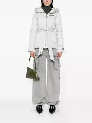 Patrizia Pepe Quilted Hooded Coat With Belt