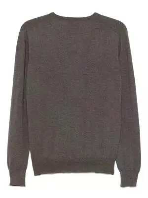 BARBA NAPOLI Virgin Wool V-neck Sweater - Brown