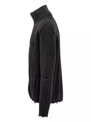 A PAPER KID Knitted Cardigan With High Neck And Zip Fastening