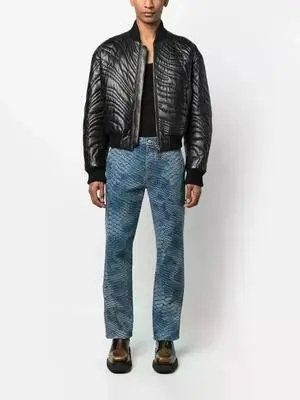 Roberto Cavalli Quilted Leather Bomber Jacket