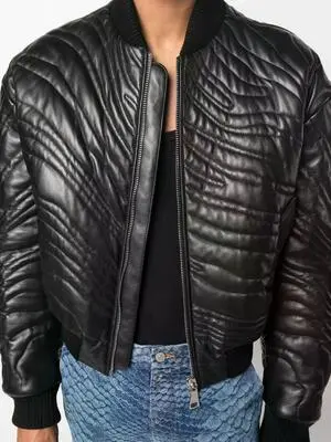 Roberto Cavalli Quilted Leather Bomber Jacket