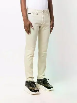 Philipp Plein Slim Fit Jeans With Logo Plaque