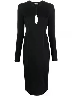 TOM FORD Keyhole Detail Midi Dress - Black