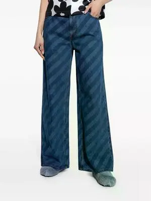 Marni Striped Wide-leg Jeans - Blue