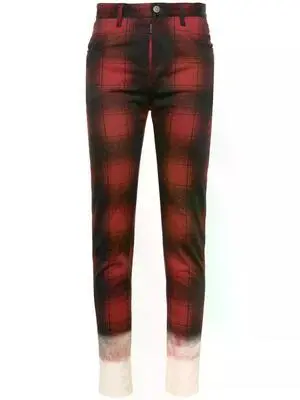 MAISON MARGIELA Tartan Check Tapered Stretch-cotton Trousers