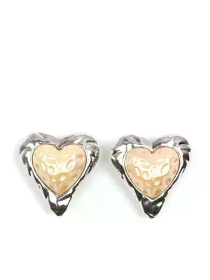 JULIETTA Heart Clip-on Earrings With Resin Detail - Silver