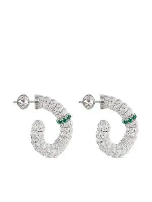 OFFICINA BERNARDI 18kt White Gold Emerald Hoop Earrings - Silver