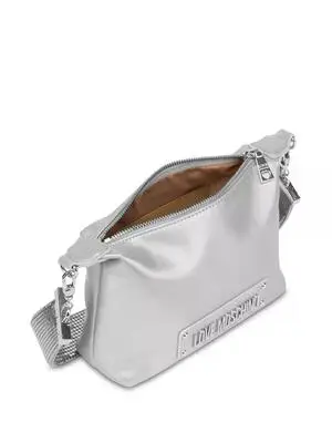 Moschino Logo Patch Shoulder Bag - Silver