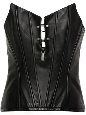 MITILIANE COUTURE Piercings Leather Corset - Black