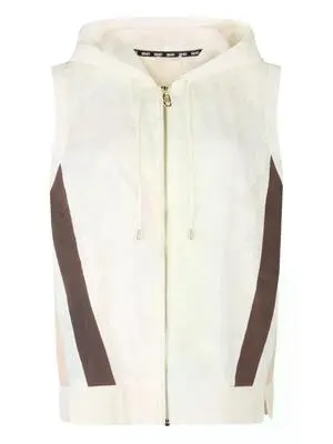 Liu Jo Embroidered Sleeveless Zip-up Vest With Drawstring Hood - White