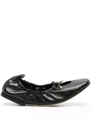 SCAROSSO Margot Leather Ballerina Shoes - Black