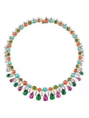 ANABELA CHAN 18kt Yellow Gold Vermeil Multi-stone Necklace - Green