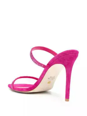 STUART WEITZMAN Aleena Royale Suede Sandals With Rhinestone Embellishments - Pink