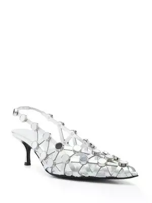 Attico Tone Grid Slingback Pumps - Silver