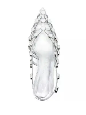 Attico Tone Grid Slingback Pumps - Silver