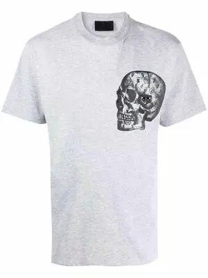 Philipp Plein Skull-print Cotton-blend T-shirt - Grey