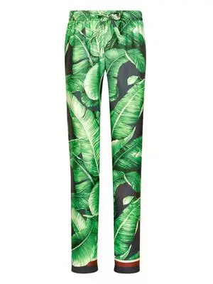Dolce & Gabbana Banano Print Silk Lounge Trousers - Green