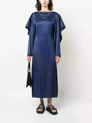 MAISON MARGIELA Long-sleeve Satin Midi Dress - Blue