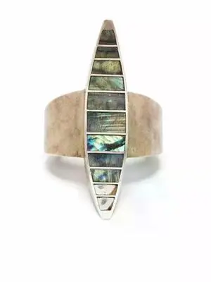 PARTS OF FOUR Plated Brass Open Cuff Bracelet With Labradorite - Silver
