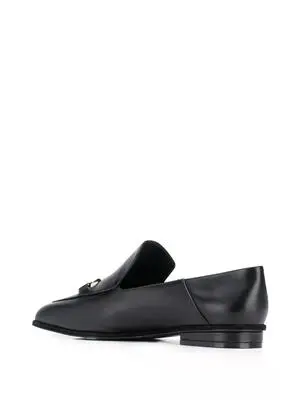 FERRAGAMO Gancini Buckle Square-toe Leather Loafers