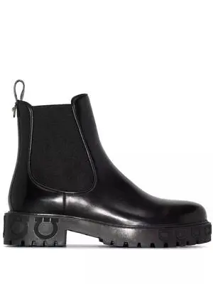 FERRAGAMO Gancini Detail Chelsea Boots - Black