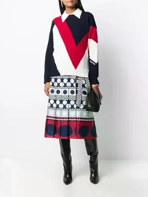 Valentino Garavani Printed Cotton-silk Blend Skirt - Blue