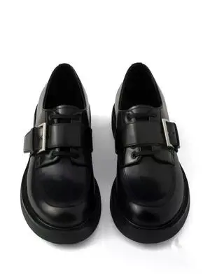 Prada Brushed Leather Buckled Derby Shoes
