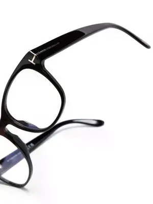 TOM FORD Logo-engraved Round-frame Glasses - Black