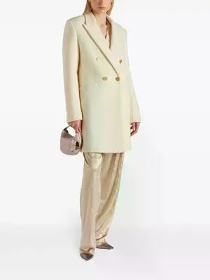 GENNY Cream White Virgin Wool Blend Double-breasted Coat