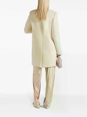 GENNY Cream White Virgin Wool Blend Double-breasted Coat
