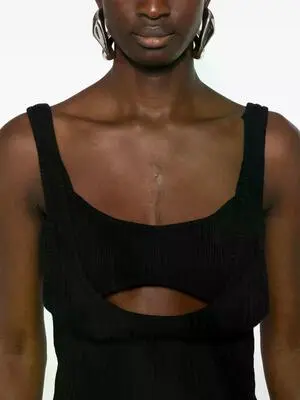 Attico Layered Ribbed Tank Top - Black