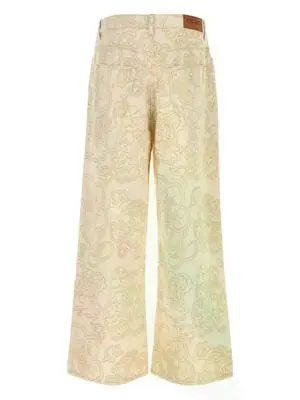 Kenzo Embroidered Wide-leg Jeans