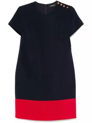 Ralph Lauren Navy Midi Dress With Contrasting Border